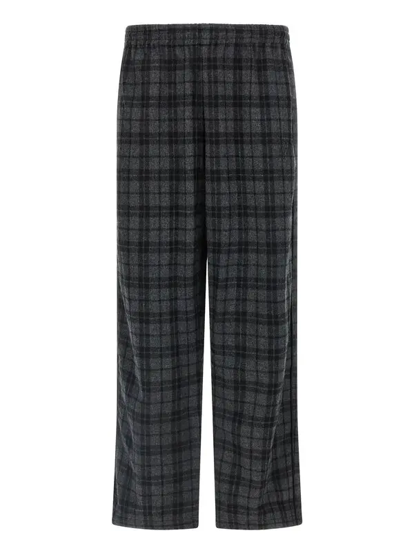 WILLY CHAVARRIA Ruff Rider Plaid Wool Pants - Gray