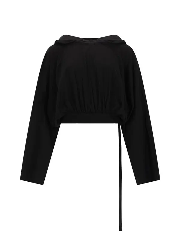 Rick Owens Cropped Hooded T-shirt - Black