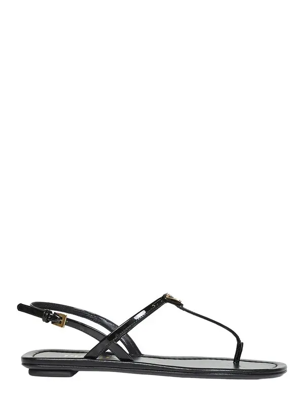 Prada Black Patent Leather Thong Sandals - Multicolor