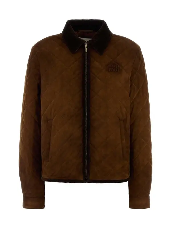 Miu Miu Quilted Suede Jacket - Brown