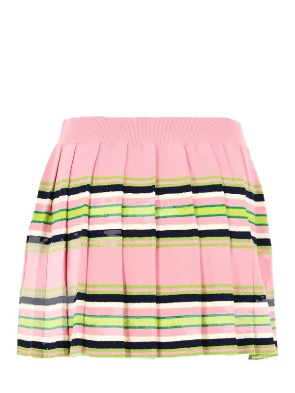 Casablanca Pleated Striped Viscose Skirt - Multicolor