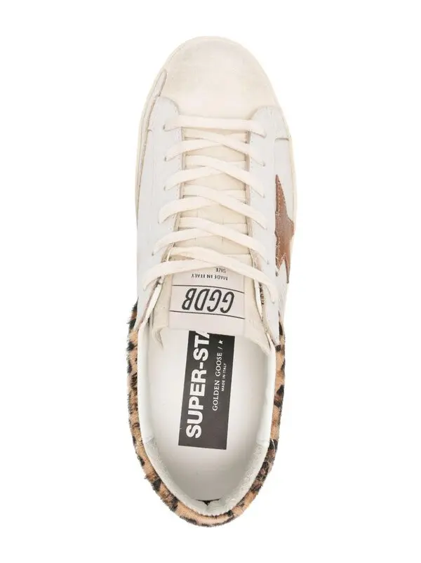 GOLDEN GOOSE Super-star Leather Sneakers With Leopard Print Accent - Multicolor