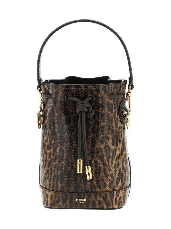 Fendi Mon Tresor Mini Bucket Bag In Karung Snake - Brown