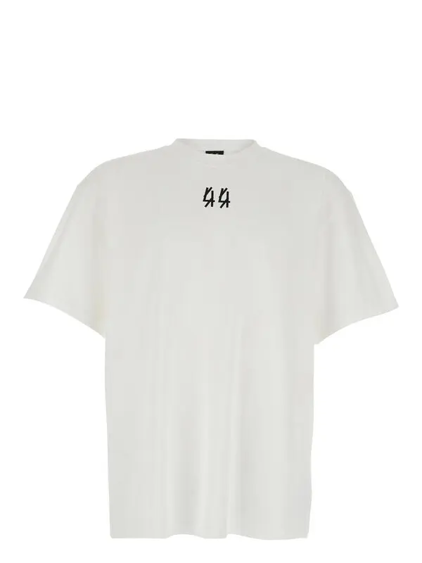 44 LABEL GROUP Crew Neck T-shirt With Front Logo And Maxi Logo On The Back In Cotton For - White