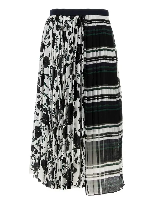 Sacai Printed Satin And Tulle Skirt - Multicolor