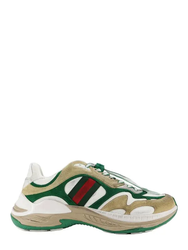 Gucci Suede Sneakers With Side Web Detail - Multicolor