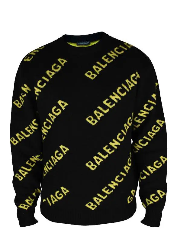 Balenciaga Logo Knit Sweater - Black