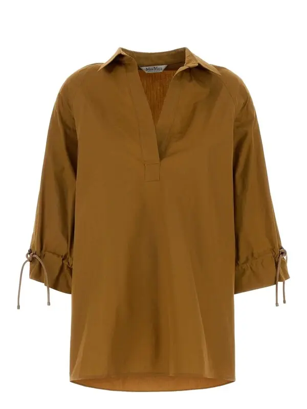 Max Mara Biscuit Poplin Adorni Blouse - Brown