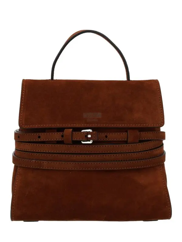 Moschino Small Suede Top Handle Bag - Brown