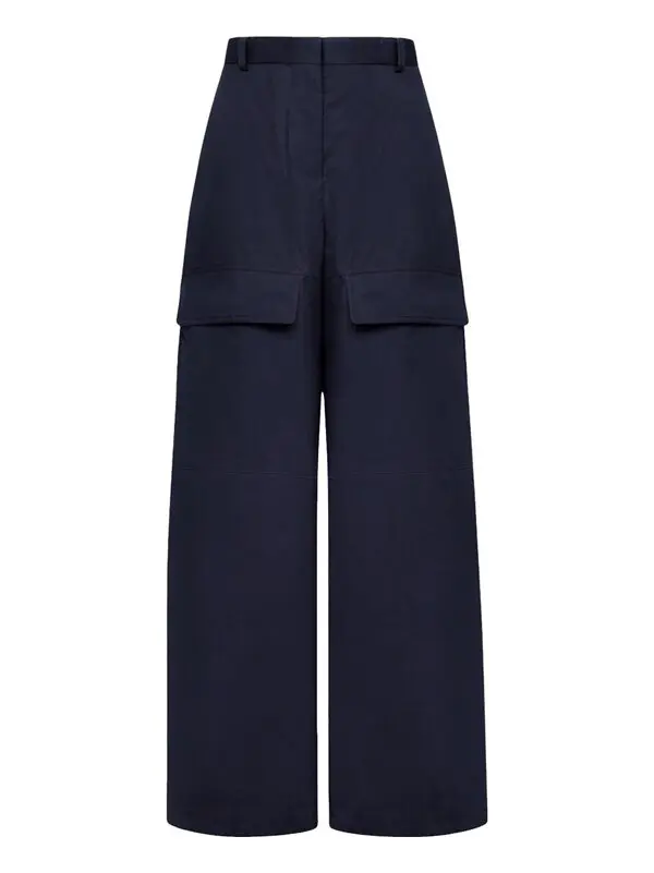 Stella McCartney Cotton Wide Leg Cargo Pants - Blue
