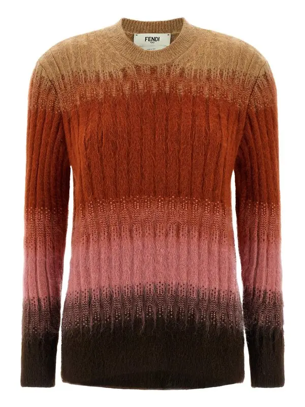 Fendi Vanisé Ribbed Knit Sweater With Dégradé Pattern - Multicolor