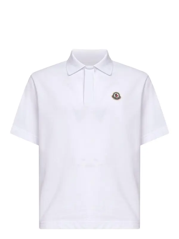Moncler White Cotton Pique Logo Polo Shirt - Multicolor