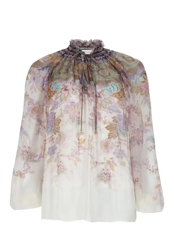 Zimmermann Luna Blouse With Puff Sleeves - Multicolor