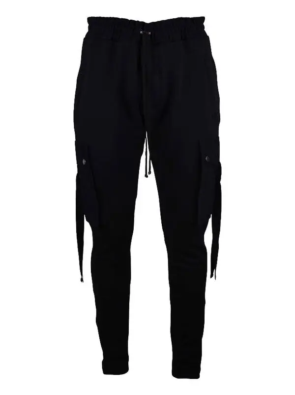 Amiri Cargo Pants With Drawstring Waist And Leather Logo Patch - Black