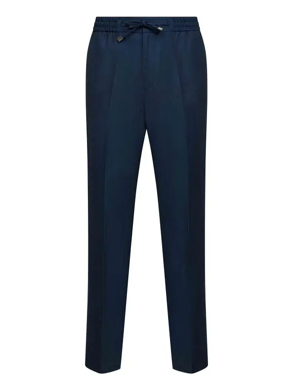 Etro Blue Wool And Linen Trousers - Multicolor