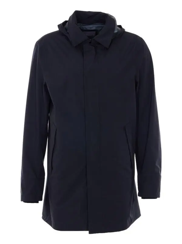 Herno Long Raincoat With Detachable Hood - Black