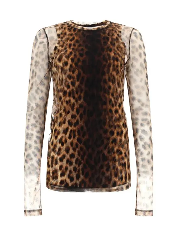 Sportmax Leopard Print Mesh Top - Multicolor