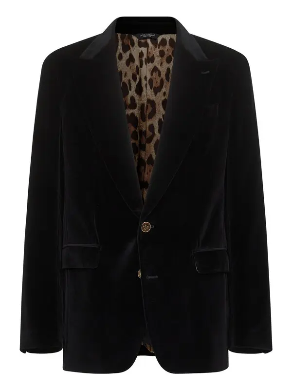 Dolce & Gabbana Black Velvet Sicilia Light Single-breasted Blazer - Multicolor
