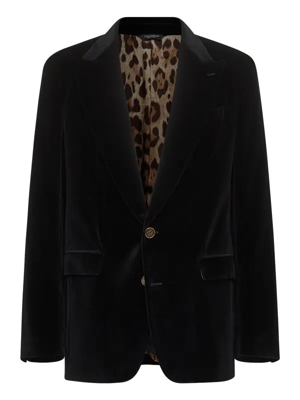 Dolce & Gabbana Black Velvet Sicilia Light Single-breasted Blazer - Multicolor
