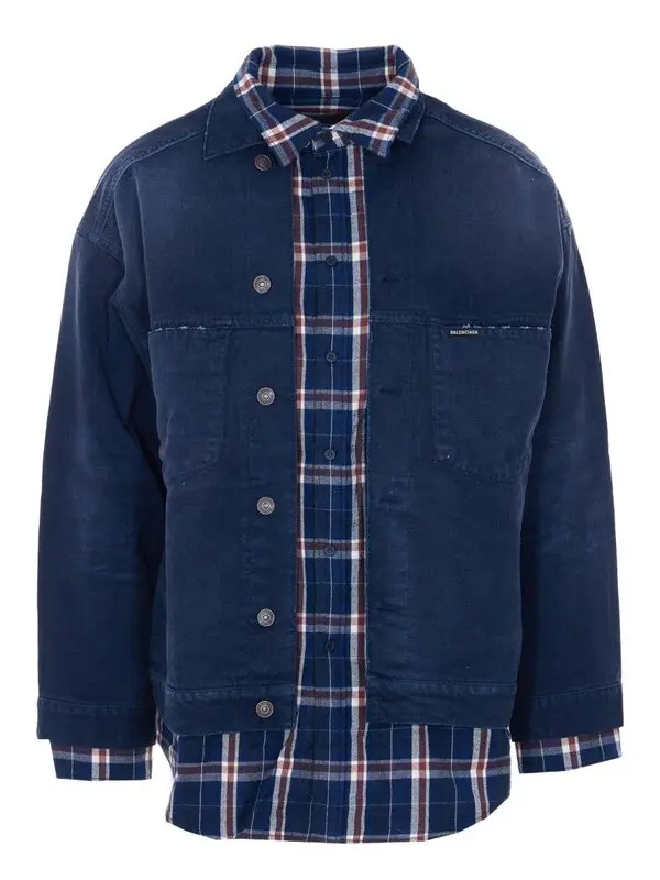 Balenciaga Patched Shirt Jacket - Blue