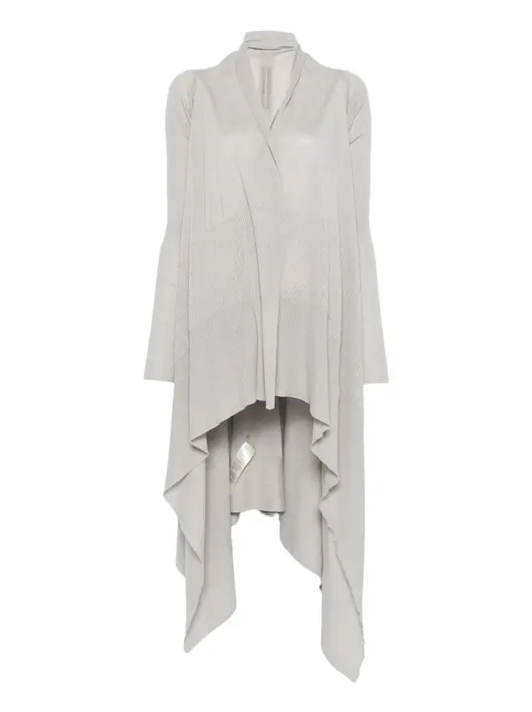 Rick Owens Grey Ribbed Knit Draped Cardigan - Multicolor