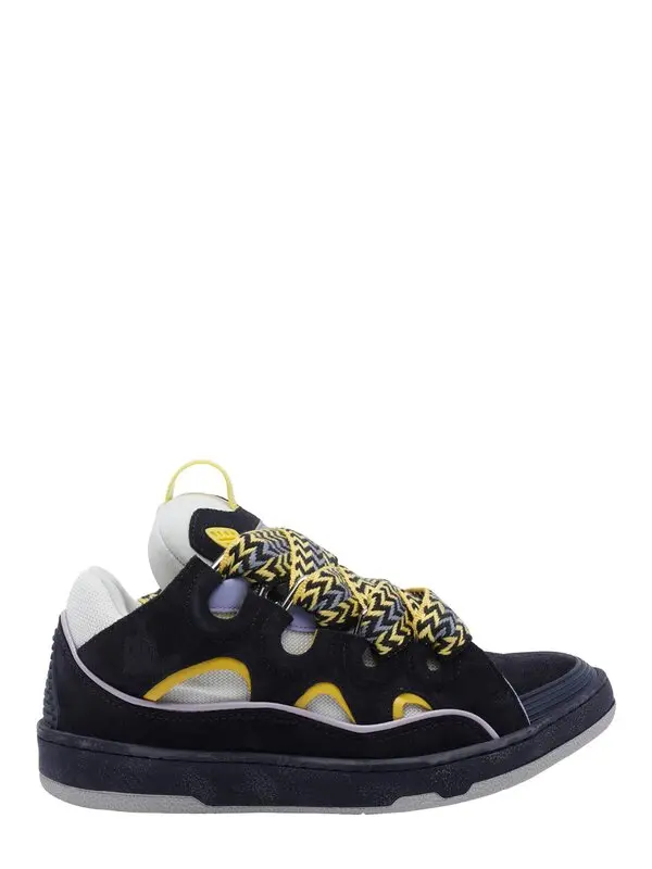 LANVIN Curb Sneakers With Leather And Suede Details - Blue