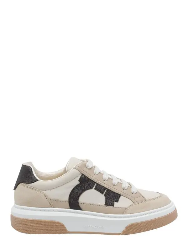 FERRAGAMO Gancini Low Sneakers - Cream