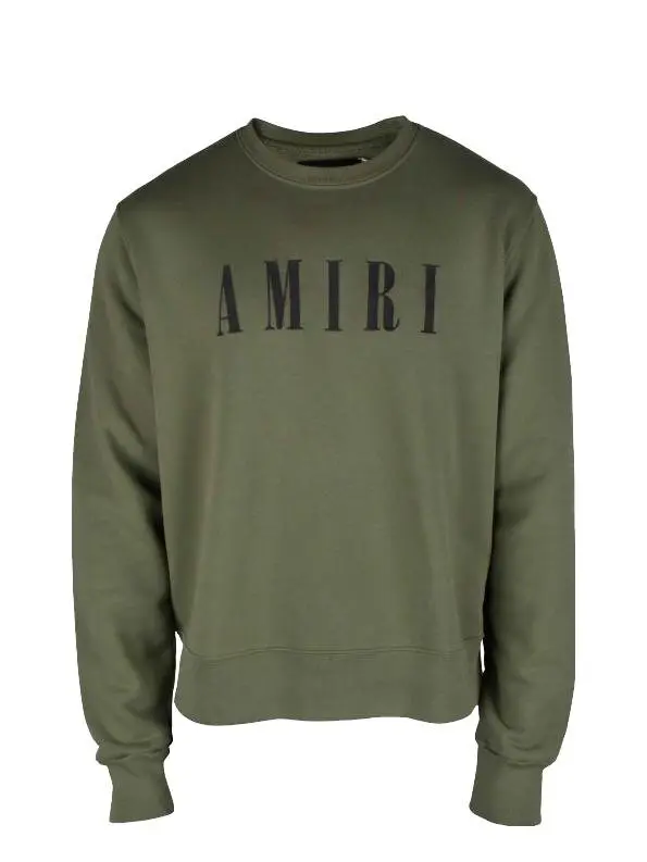 Amiri Khaki Cotton Sweatshirt With Black Logo - Yellow