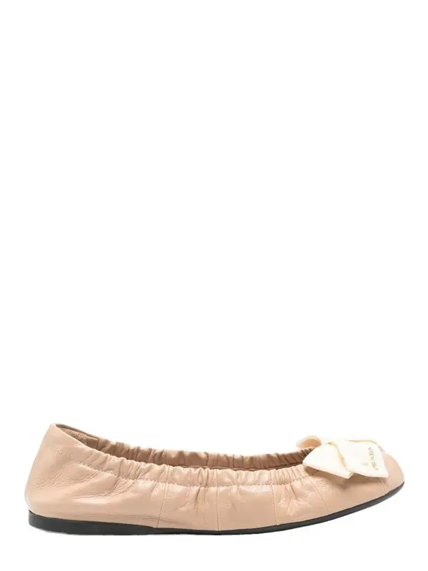 Prada Leather Ballet Flats With Bow Detailing - Multicolor