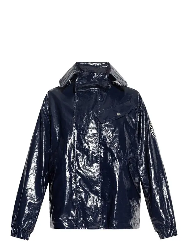 Moncler Shiny Linen Coated Canvas Jacket - Blue