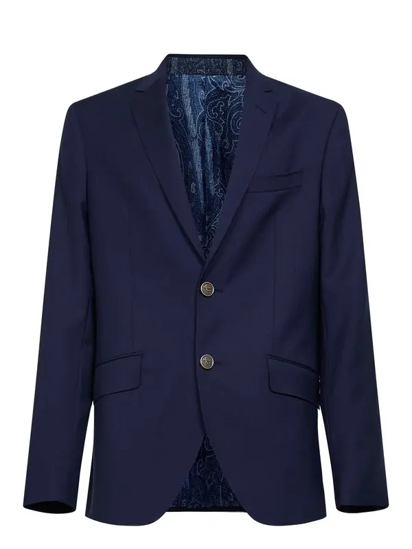 Etro Blue Wool Single-breasted Jacket - Multicolor