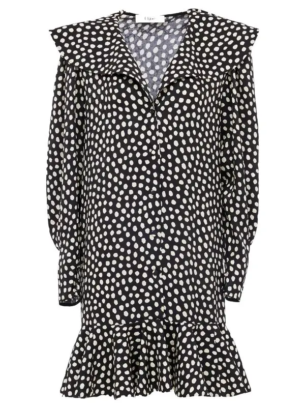 Chloé Polka Dot Silk Dress With Ruffled Hem - Multicolor