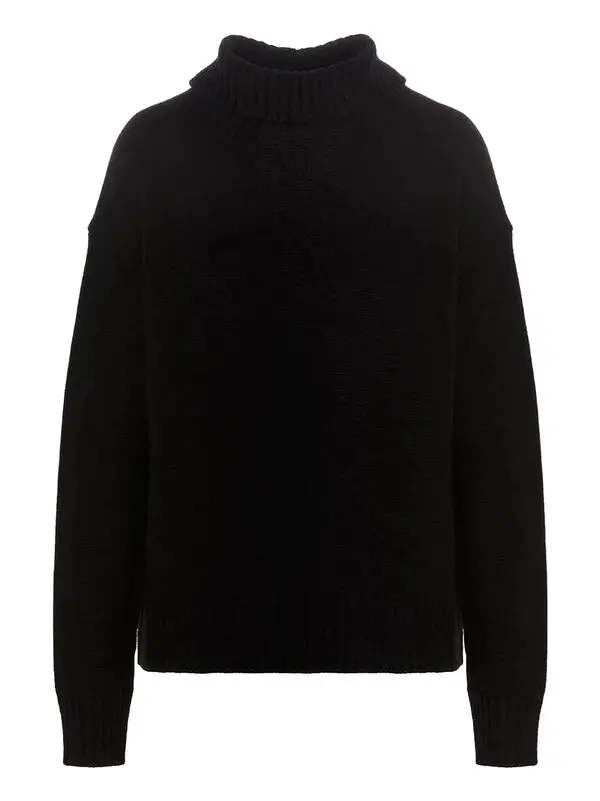 JIL SANDER Cashmere Blend High Neck Sweater - Black