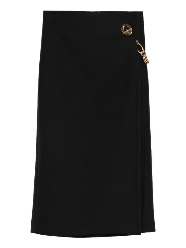 Celine Wool Midi Skirt With Chain Detail - Multicolor