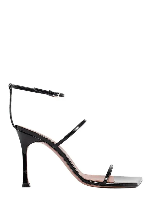 Amina Muaddi Maya Patent Leather Sandals - Black