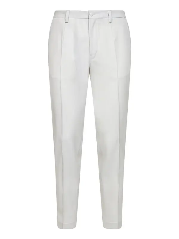 Dolce & Gabbana Light Beige Wool Poplin Trousers - Multicolor