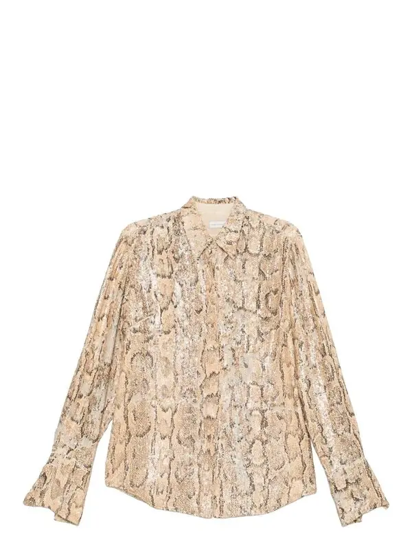Dries Van Noten Celina Sequined Shirt With Snakeskin Print - Multicolor