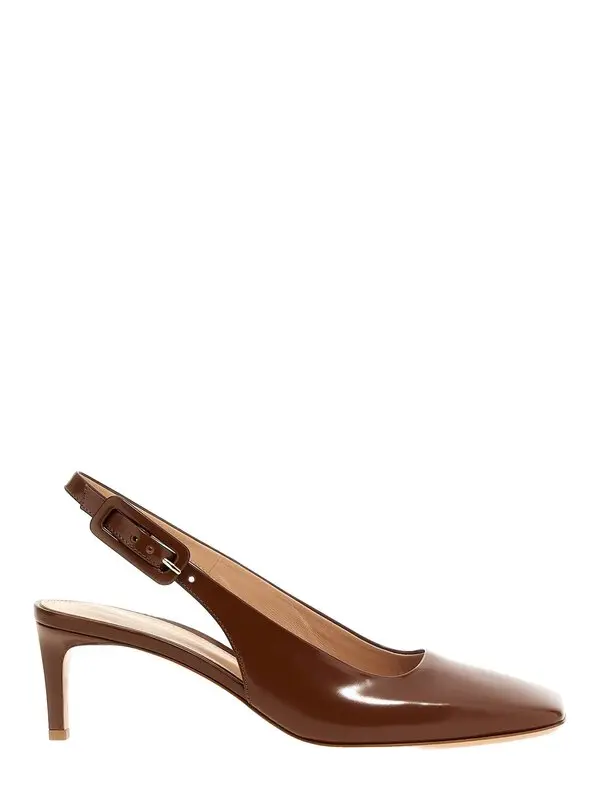 GIANVITO ROSSI Slingbacks With Square Toe And Adjustable Strap - Brown