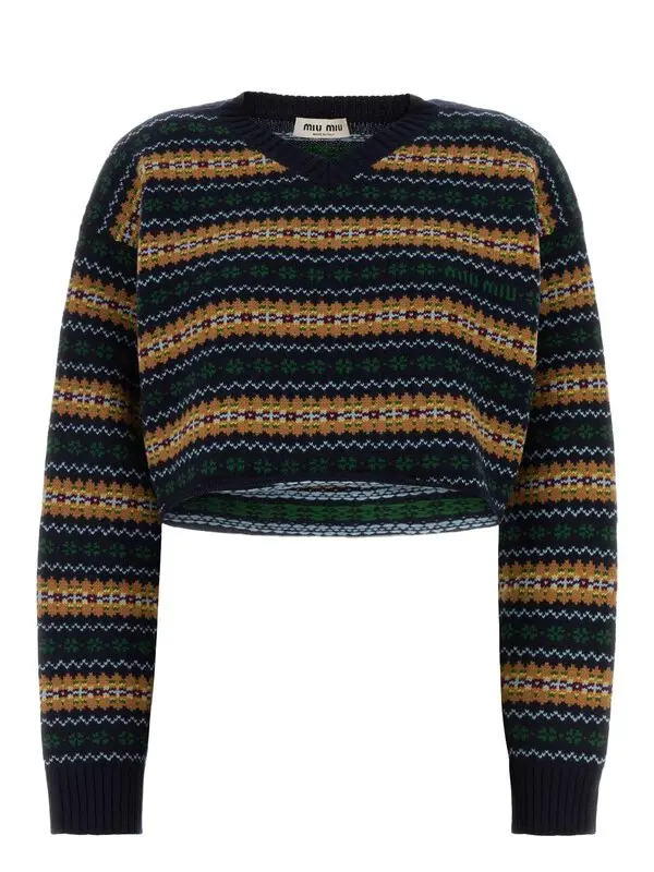 Miu Miu Embroidered Wool Sweater - Multicolor