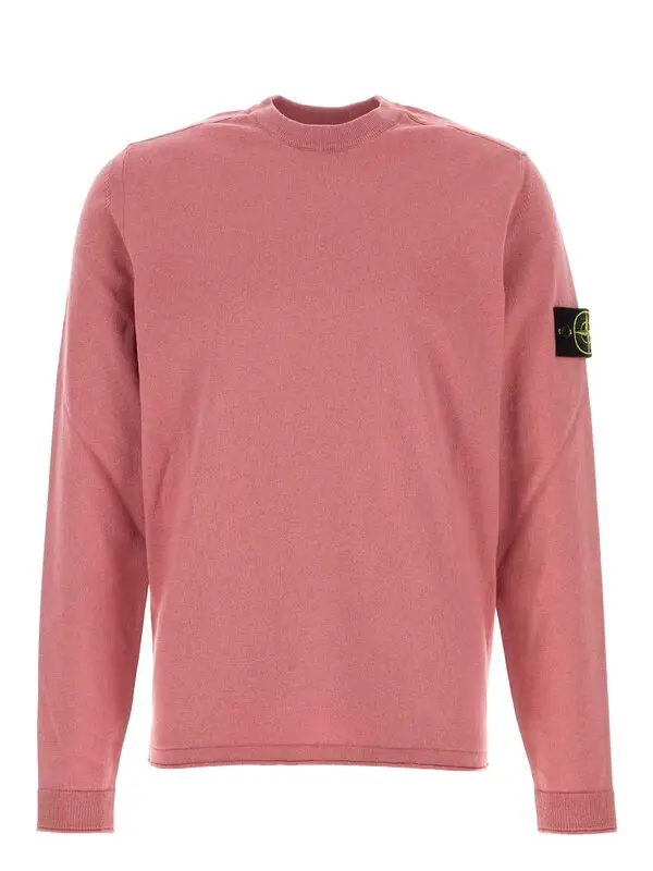Stone Island Crew Neck Cotton Sweater - Pink