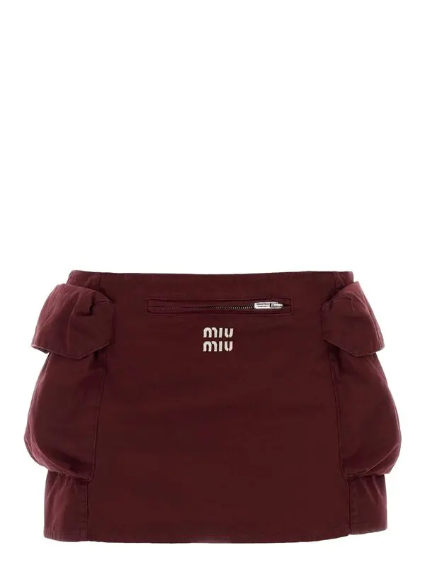 Miu Miu Burgundy Cotton Mini Skirt - Red