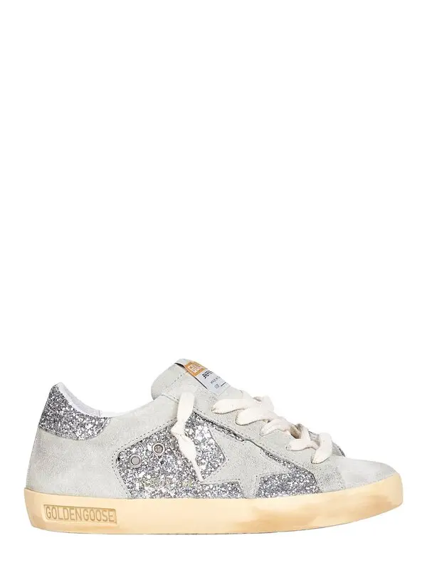 GOLDEN GOOSE Super-star" Suede And Glitter Sneakers - Multicolor