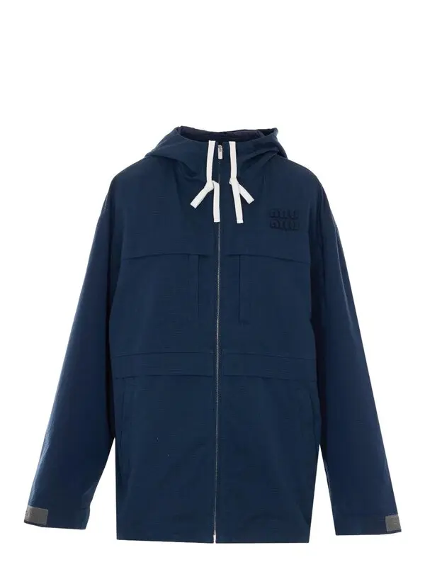 Miu Miu Logo Ripstop Fabric Jacket - Blue