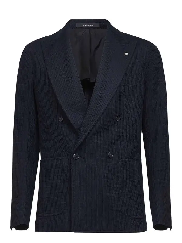 Tagliatore Blue Barré Jersey Double-breasted Balzer - Multicolor
