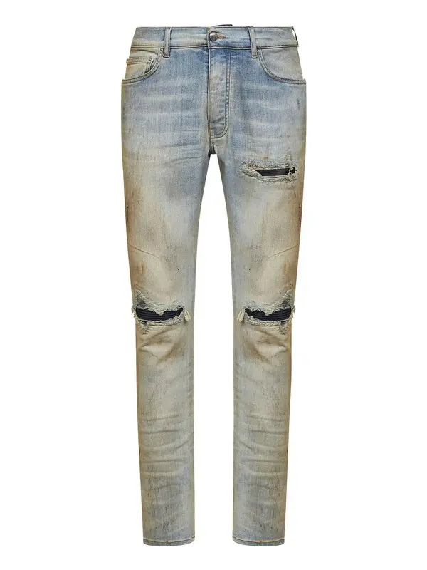 Amiri Blue Denim Suede Mx1 Jeans - Multicolor