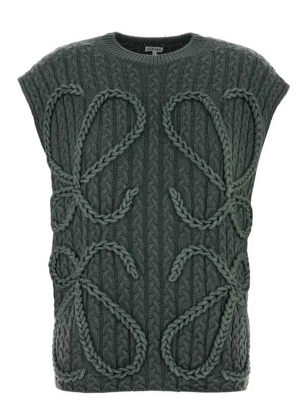 Loewe Khaki Stretch Wool Oversize Vest - Green