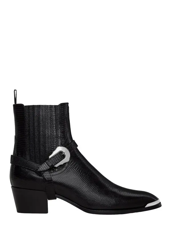 Celine Western Chelsea Isaac Harness Boots - Black