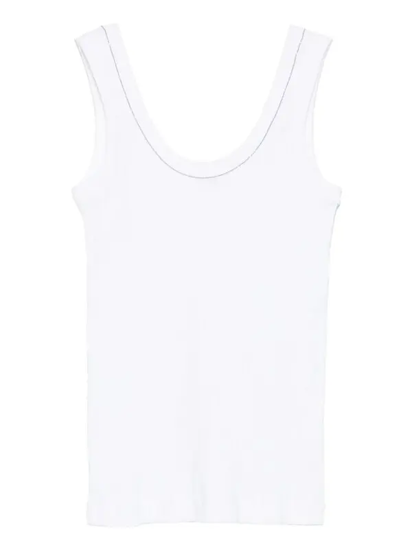 Brunello Cucinelli Sleeveless Scoop Neck Ribbed Tank - Multicolor