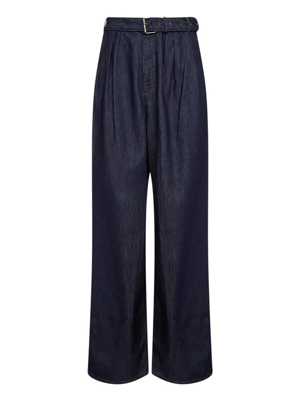 Dries Van Noten Indigo Denim Belted Wide-leg Jeans - Multicolor