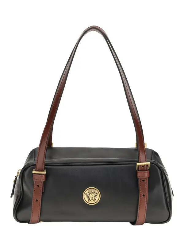 Versace Emblème Bowling Nappa Shoulder Bag With Medusa Accessory - Black